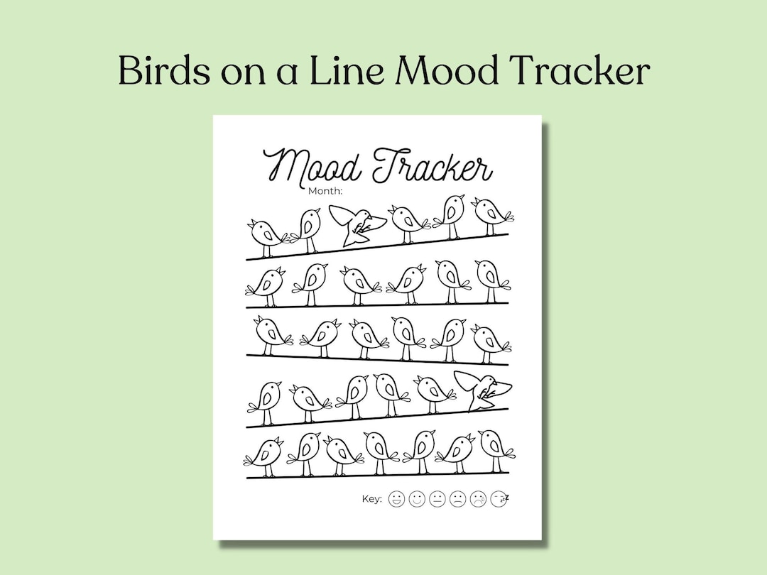 Birds on a Line Mood Tracker, Printable Mood Tracker, Instant Digital ...