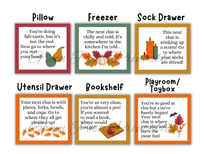Autumn Indoor Scavenger Hunt: Kids Fall Activity (printable Digital ...