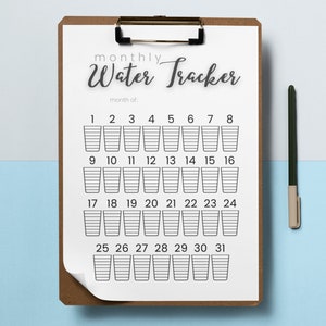 Monthly Water Tracker, Hydration Tracker, Instant Digital Download - Etsy