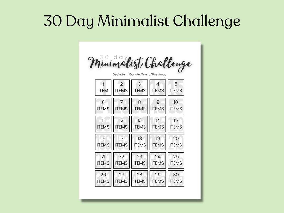 Minimalist Challenge, 30 Day Challenge, Instant Digital Download - Etsy