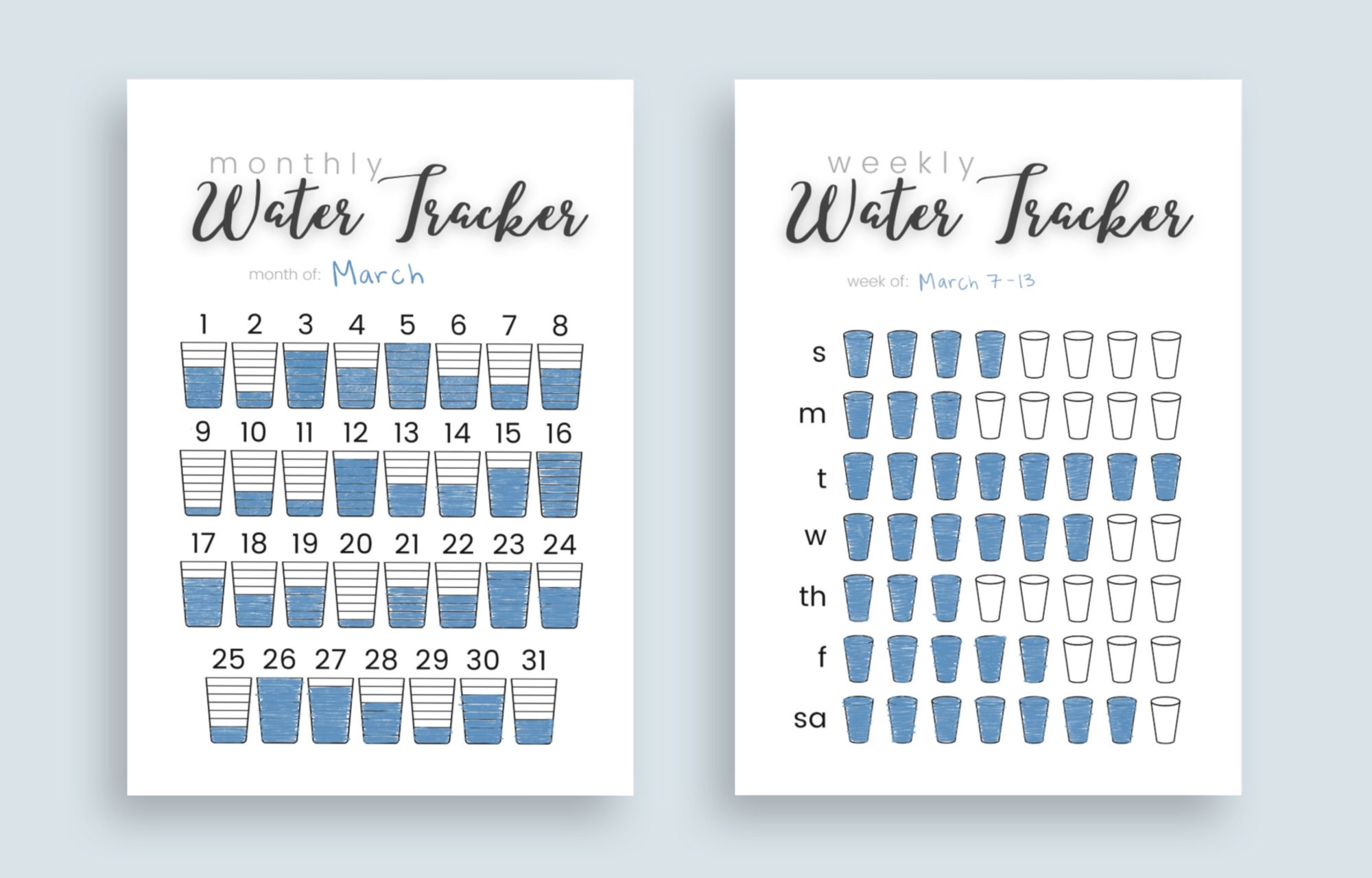 Water Tracking Bundle, Hydration Tracker, Instant Digital Download - Etsy