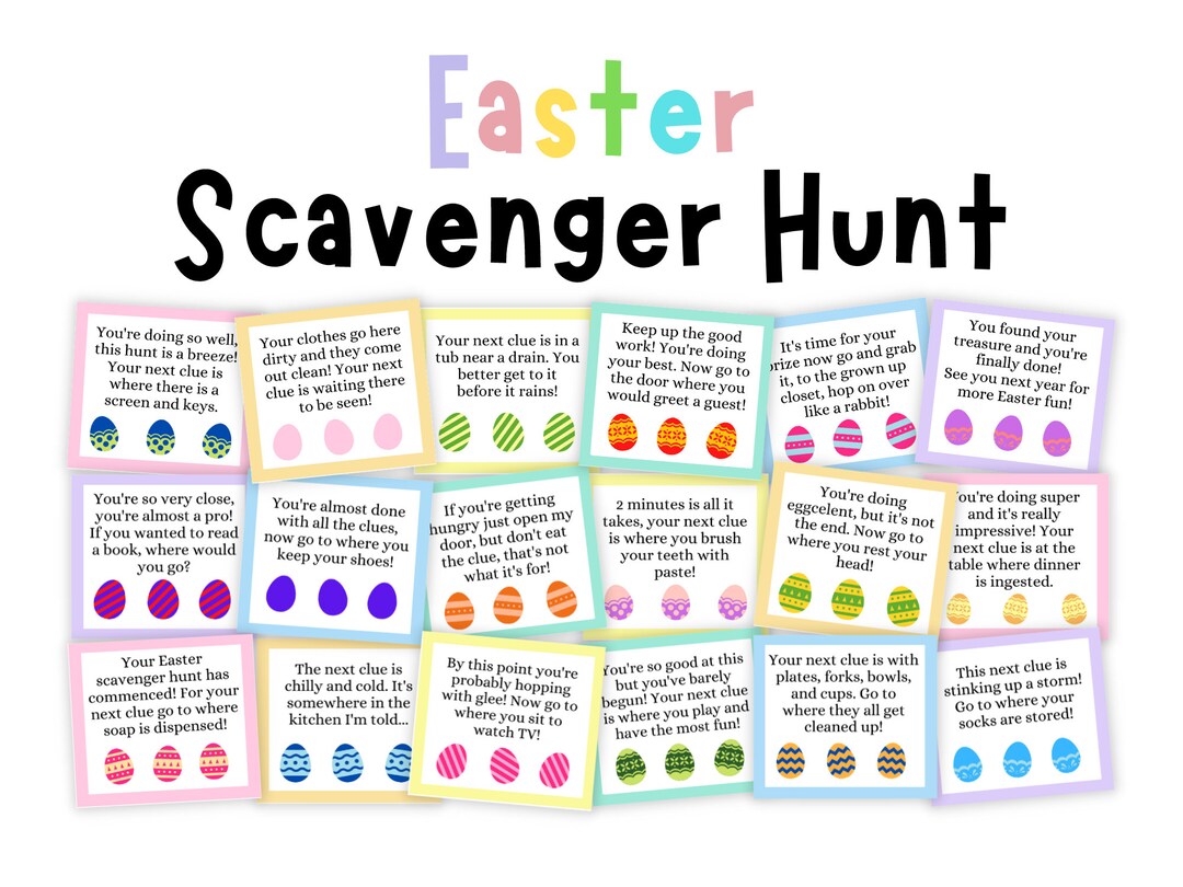 Easter Scavenger Hunt Indoor Scavenger Hunt Game for Kids - Etsy