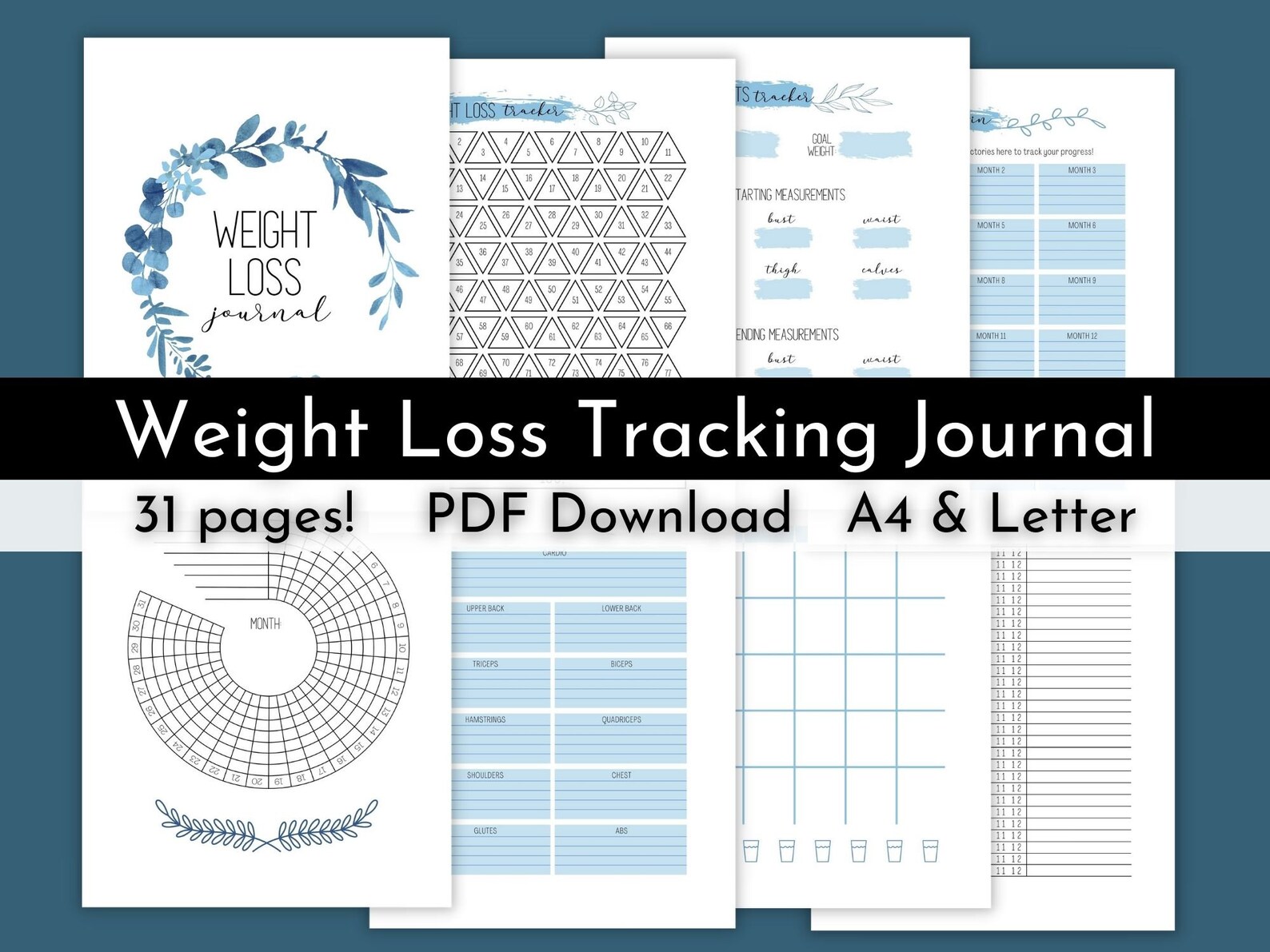 Weight Loss Journal Printable Weight Loss Tracker Instant | Etsy