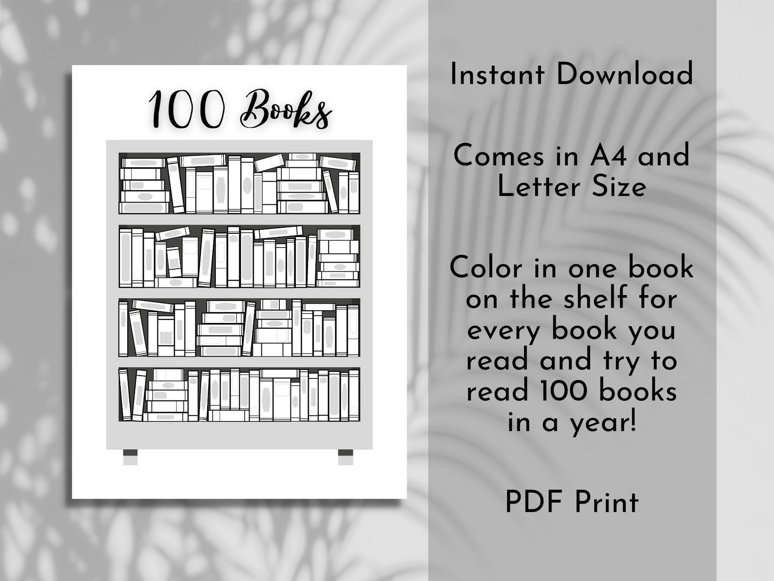100 Books Challenge Reading Tracker Instant Digital Download - Etsy