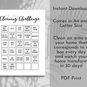 Cleaning Challenge, 30 Day Challenge, Instant Digital Download - Etsy