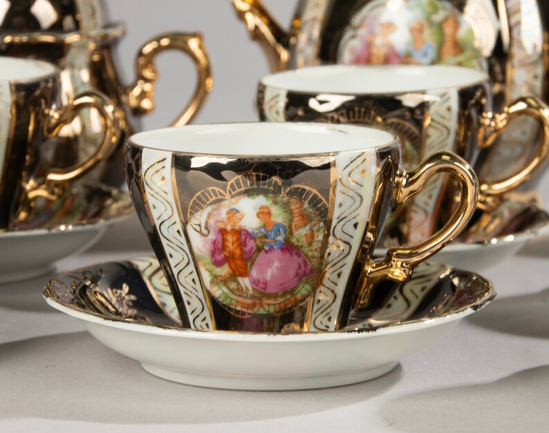 9-piece Porcelain Coffee Set Romantic - Etsy