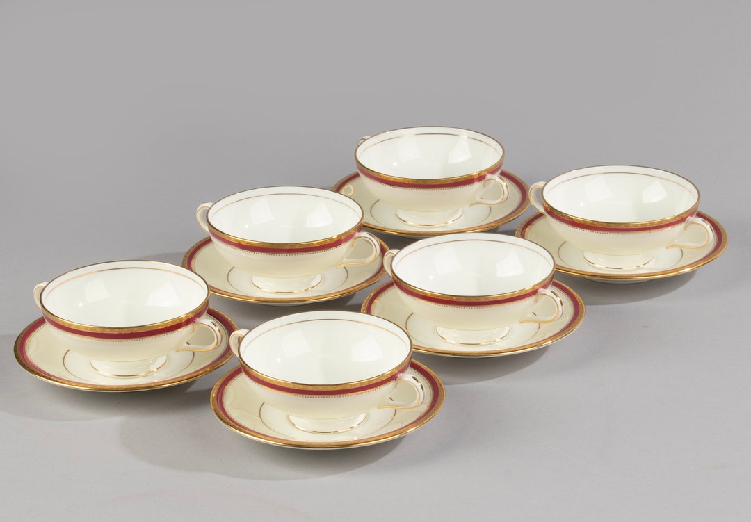 Set of 6 Soup Bowls With Saucers Minton - Etsy