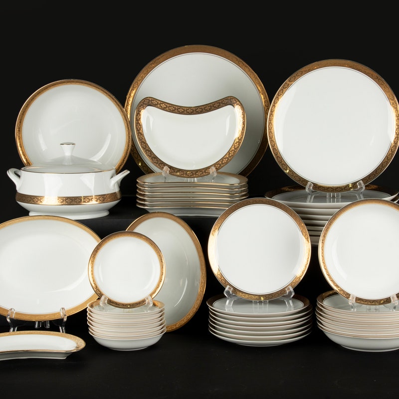 Gold Dinnerware Set - Etsy