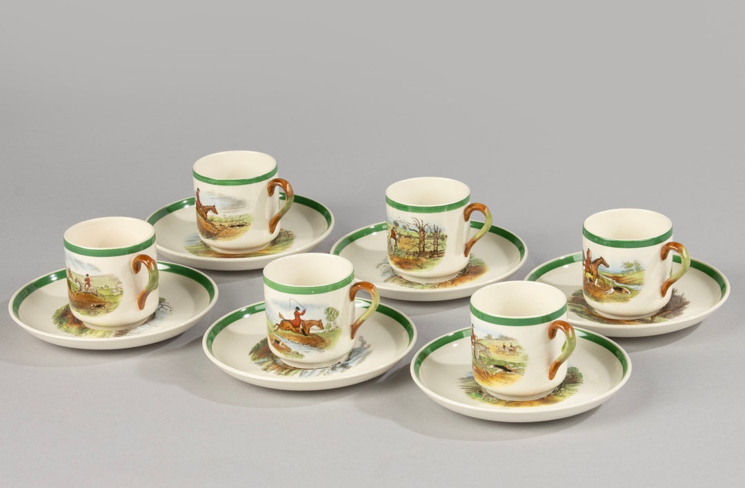 Set of 6 Coffee Cups and Saucers Spode Herring Hunt the Hunt - Etsy UK