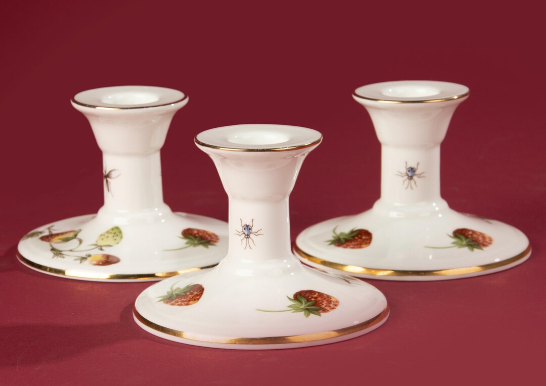 Set of 3 Candlesticks - Coalport - Strawberry - Etsy