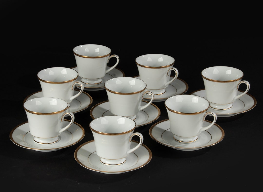 Set of 8 Tea Cups and Saucers - Noritake - Toorak Gold - Etsy