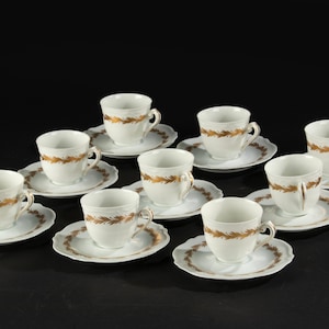 Set of 9 Coffee Cups and Saucers - George Boyer Limoges - Etsy