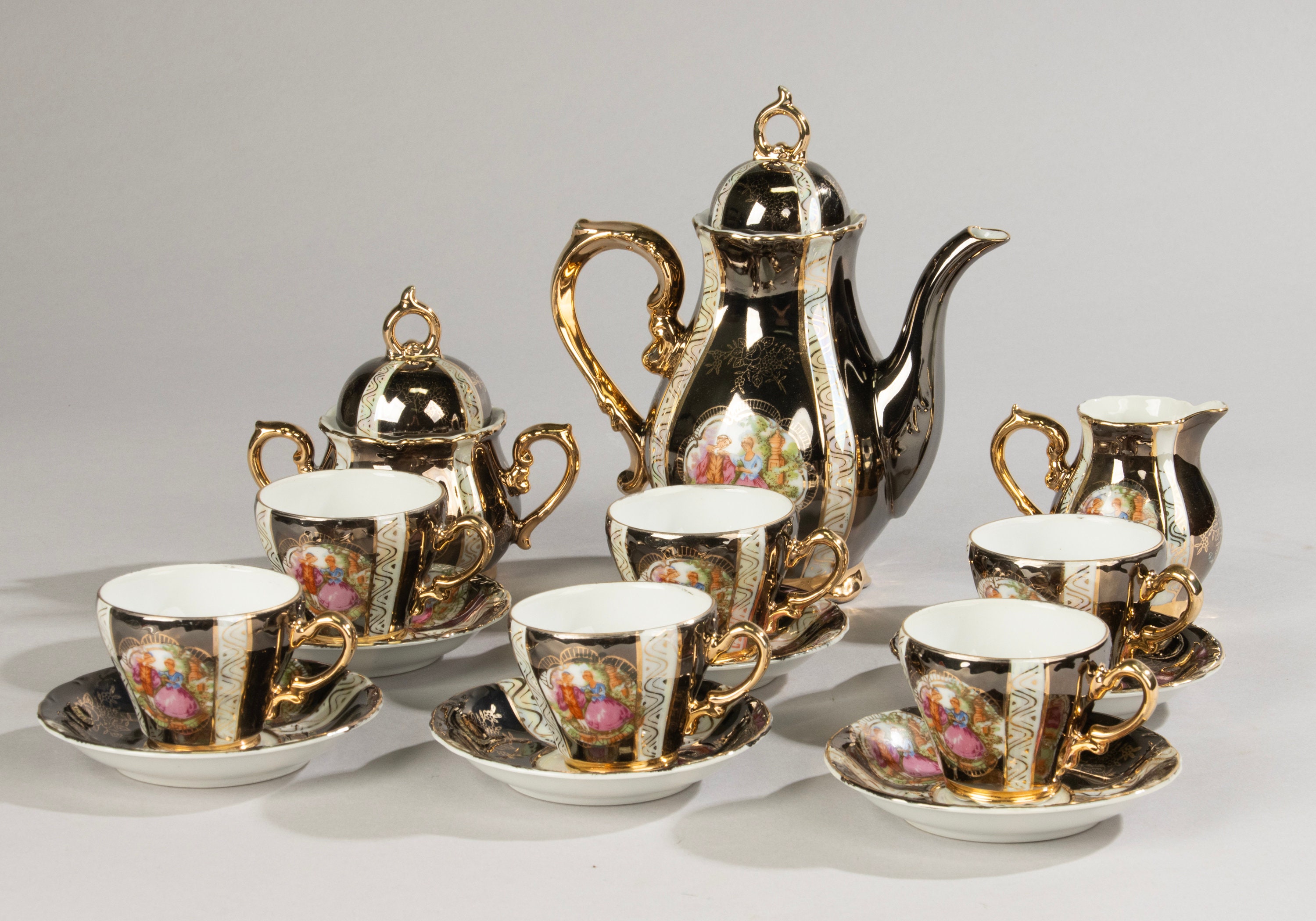 9-piece Porcelain Coffee Set Romantic - Etsy