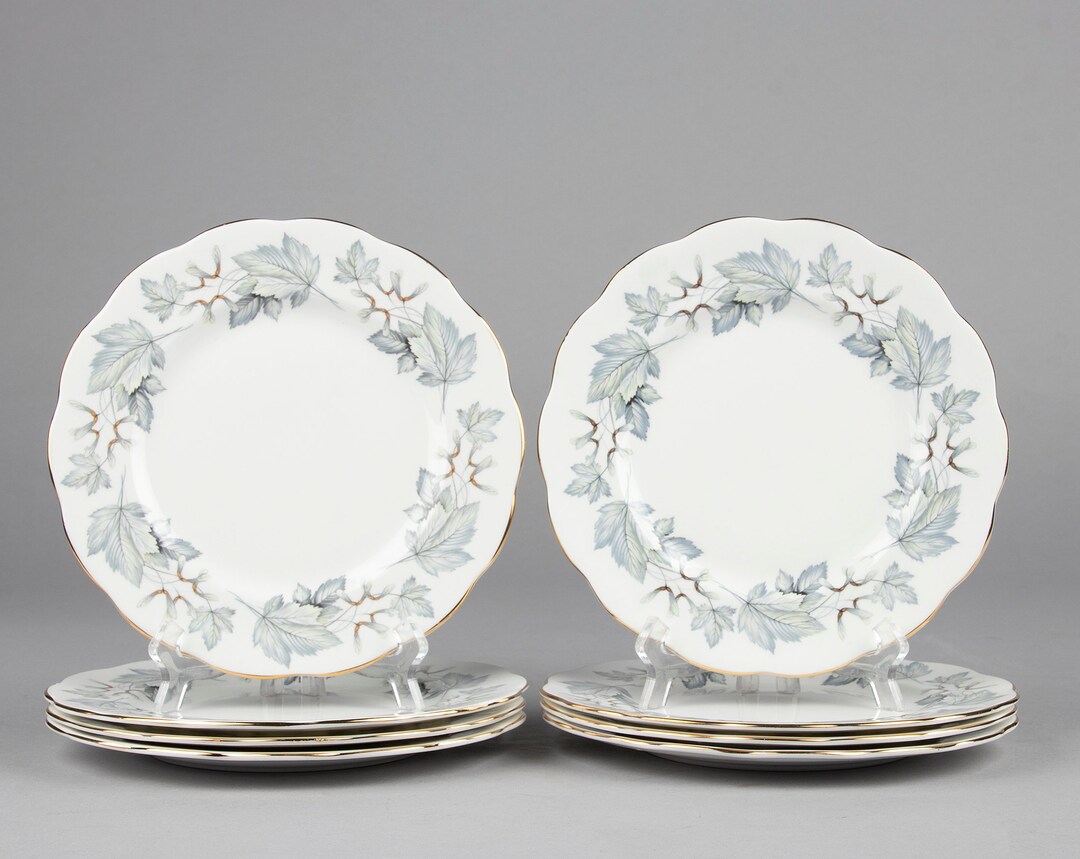 Set of 8 Porcelain Breakfast Plates Royal Albert Silver Maple Ø20.5 Cm ...