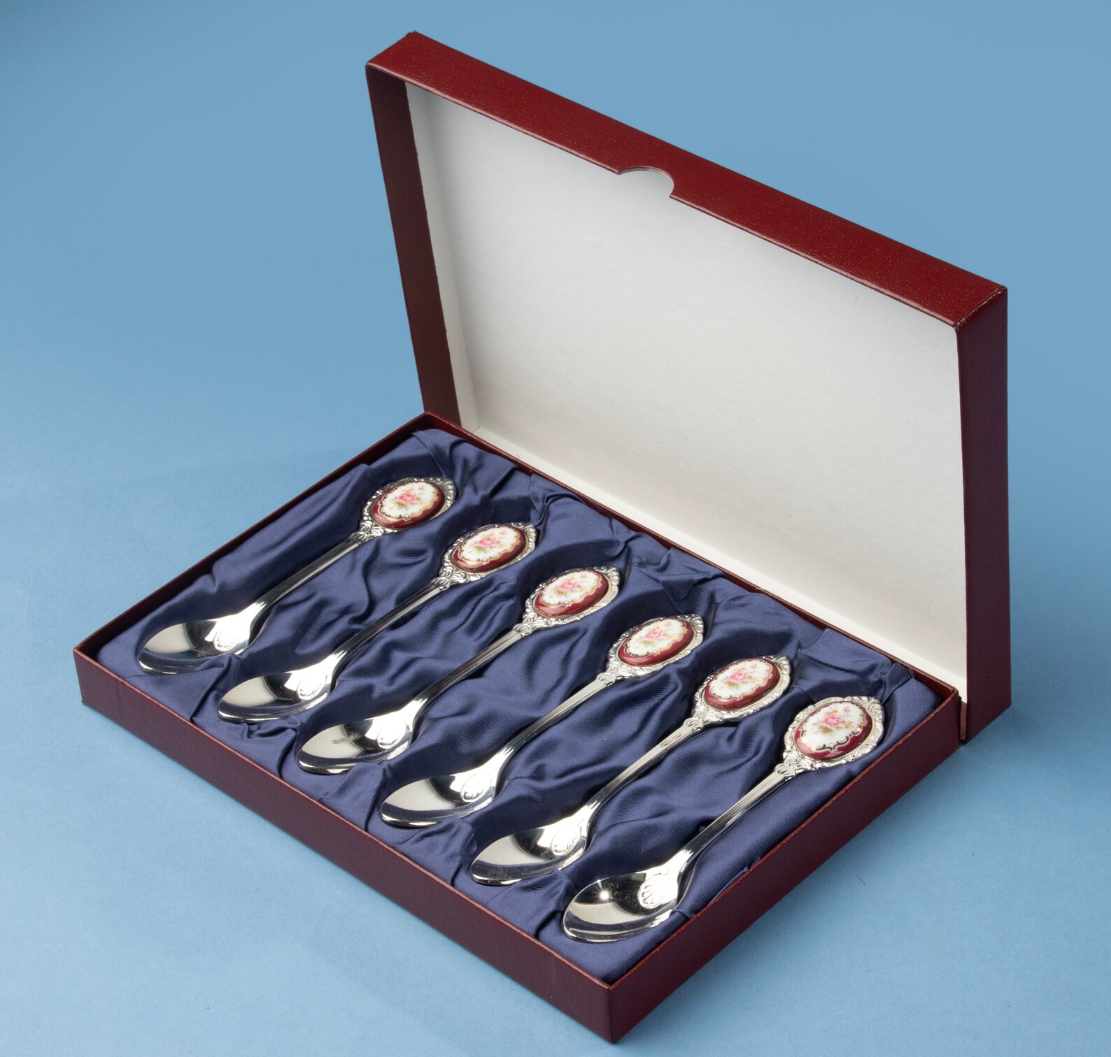 Set of 6 Tea Spoons Silver-plate and Porcelain - Etsy