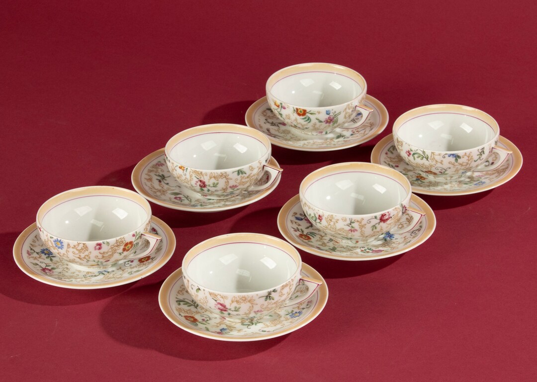 Set of 6 Art Deco Tea Cups and Saucers - Limoges - Chintz - Etsy