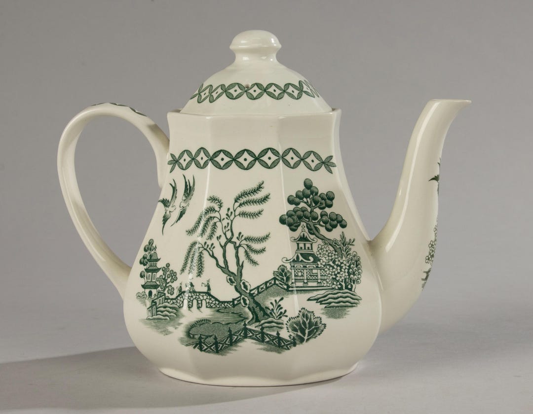 Teapot - Meakin - Willow Green - Etsy UK