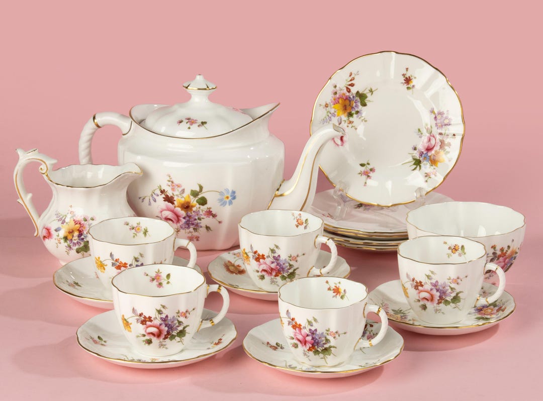 14-piece Tea Set - Royal Crown Derby - Derby Posies - Etsy