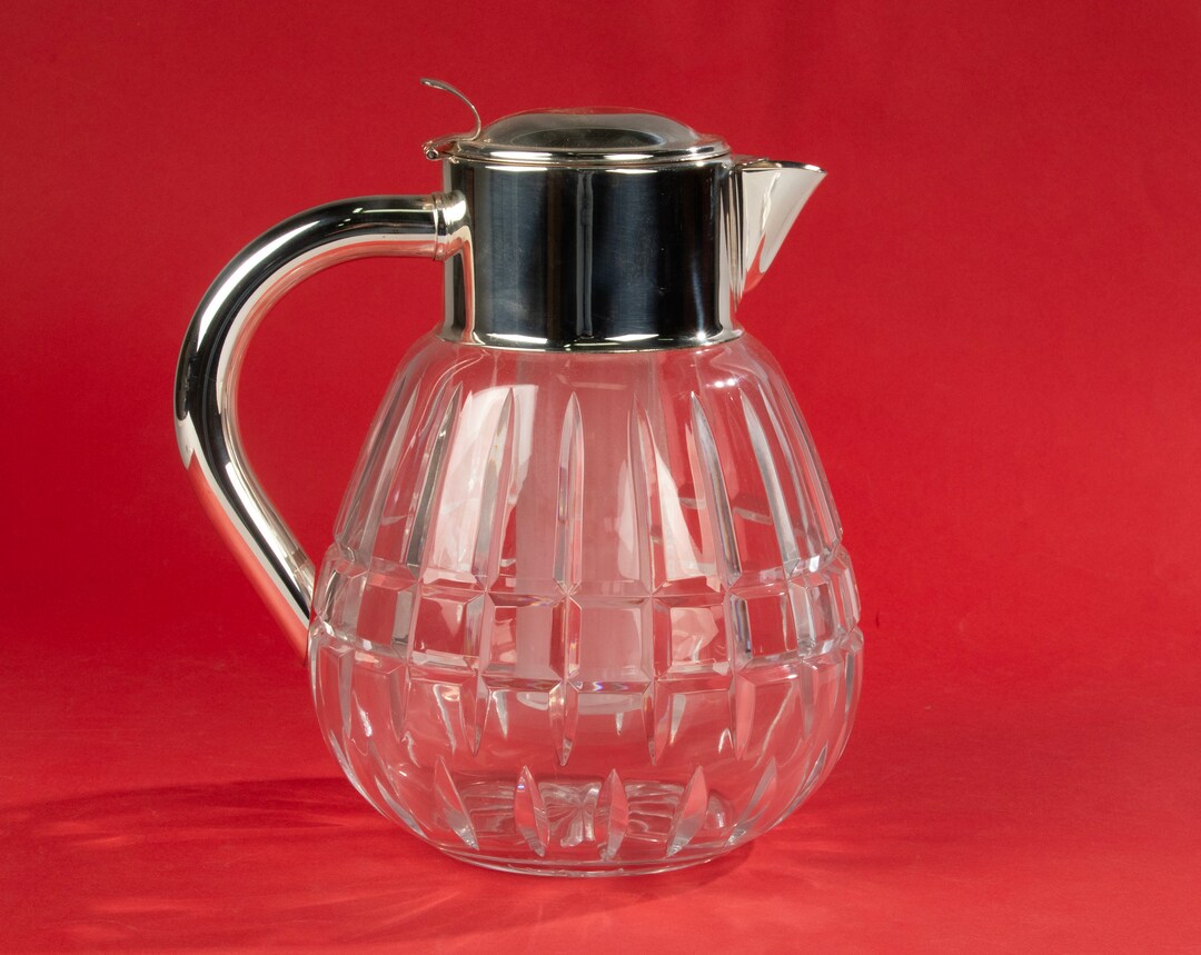 Large Crystal Lemonade Jug - Silver Plated Top - Etsy