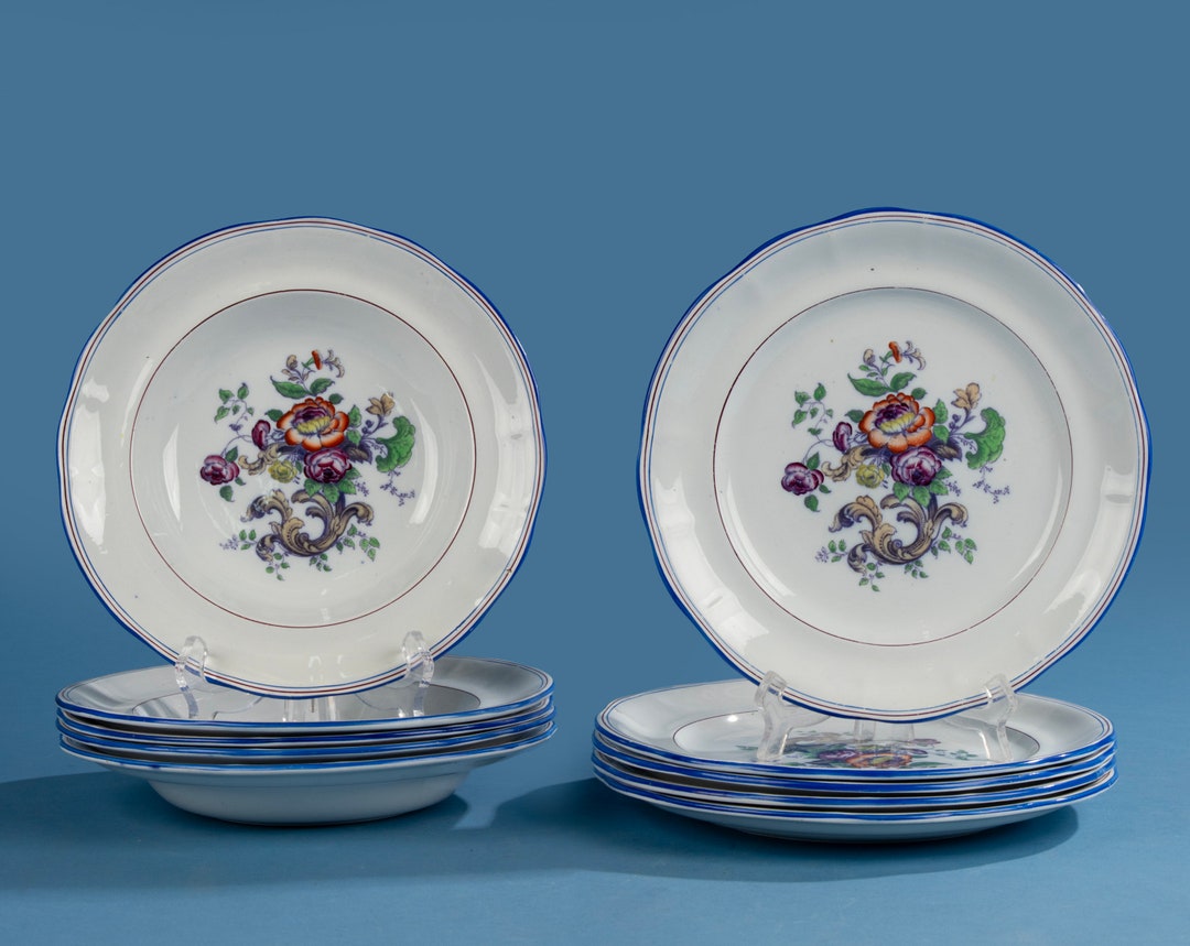 Set of 10 Antique Ceramic Plates - Etsy