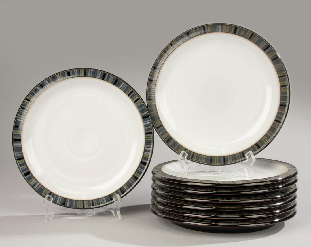Set of 8 Plates - Denby - Jet Stripes - Ø22.5 Cm - Etsy Canada