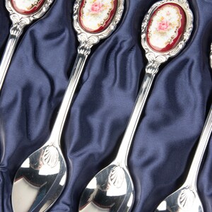 Set of 6 Tea Spoons Silver-plate and Porcelain - Etsy