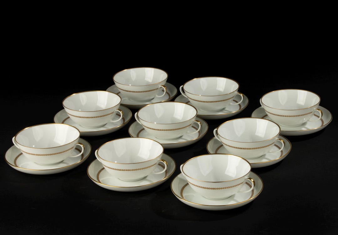 Set of 9 Soup Bowls - Furstenberg - Gold Laurel Trim - Etsy