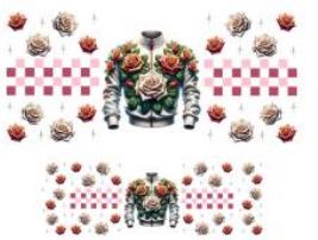 Floral Jacket Wrap UV DFT Sticker Print for Mini Tumbler Keychain Decal ...