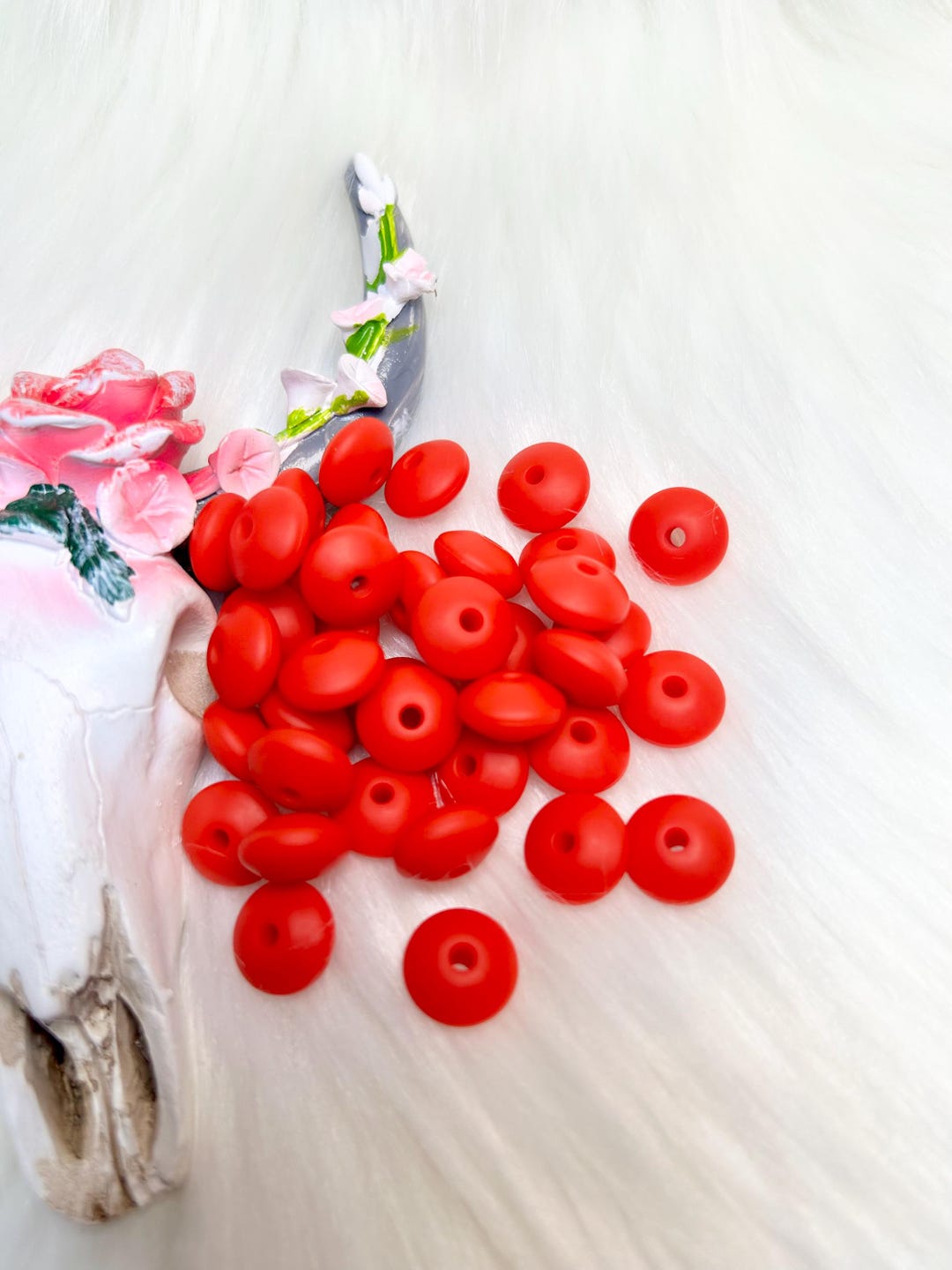 10 Pack Red Lentil 14mm Beads Beaded Pen, Beaded Bracelet, Makeup ...