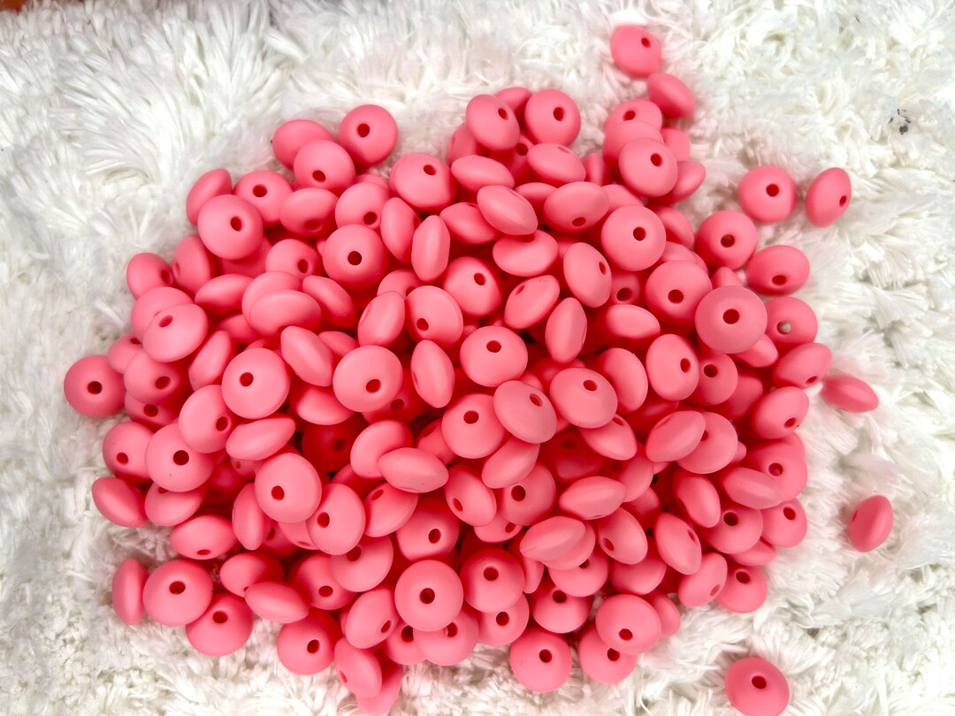 10 Pack Bubblegum Pink Lentil 14mm Beads Beaded Pen, Beaded Bracelet ...