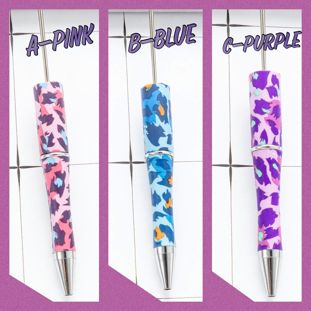 Leopard/camo Print Beadable Pens, DIY Plastic Blank Beadable , Pen ...