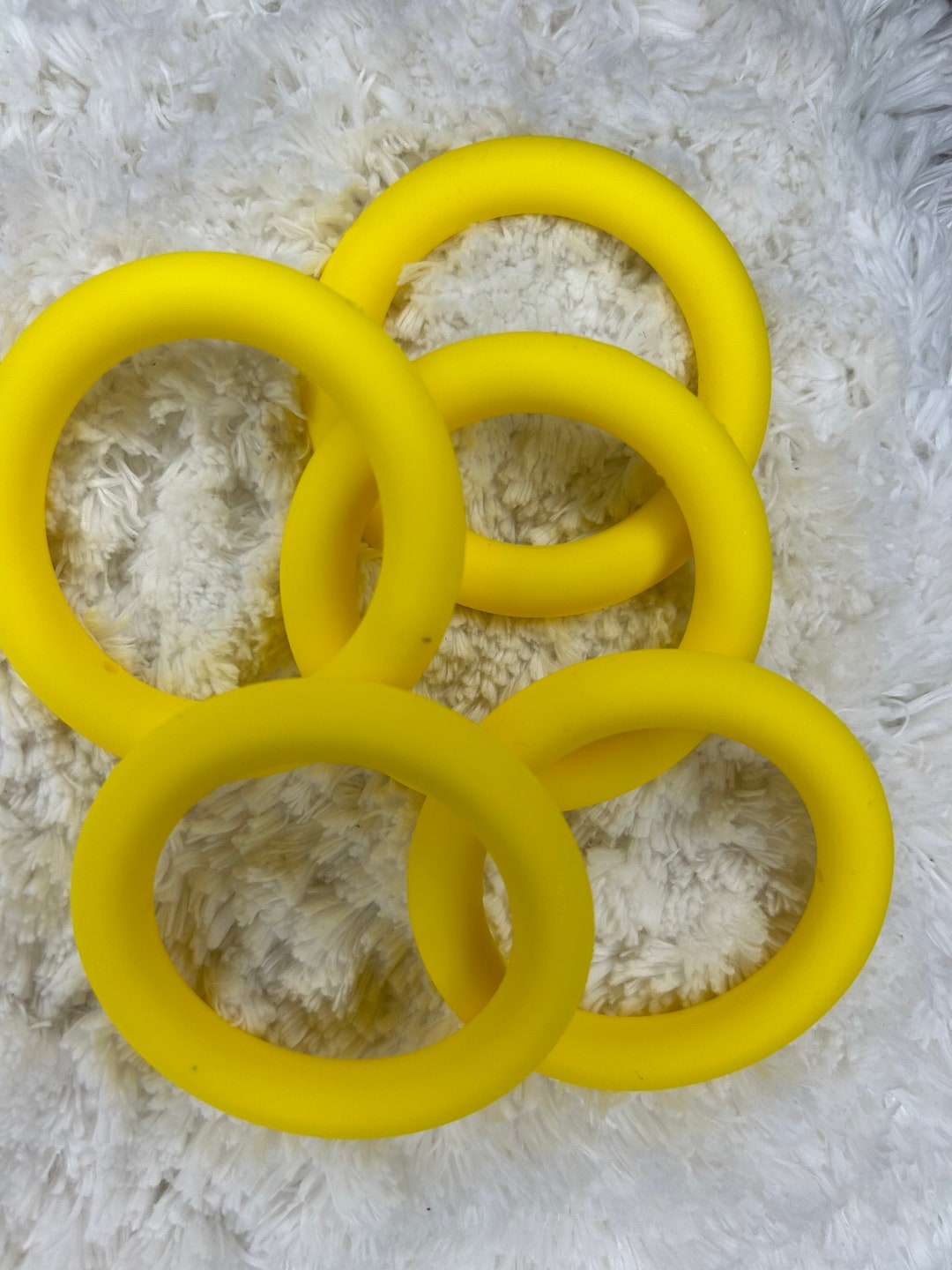 Yellow 65mm Silicone Ring, Beadable O Rings, Round Silicone Loop With 2 ...