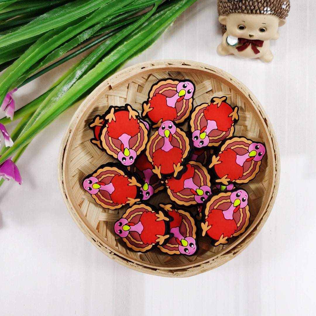 2 Pack Gobble Gobble Focal Bead* Cartoon Character * Animal Beads ...