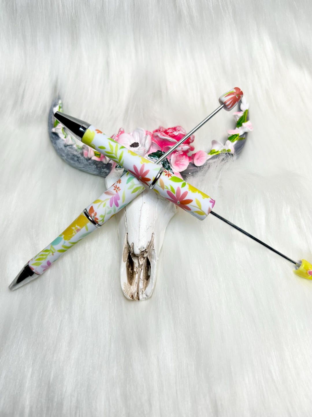 Daisy Printed Beadable Pens, DIY Plastic Blank Beadable ,pen Customize ...