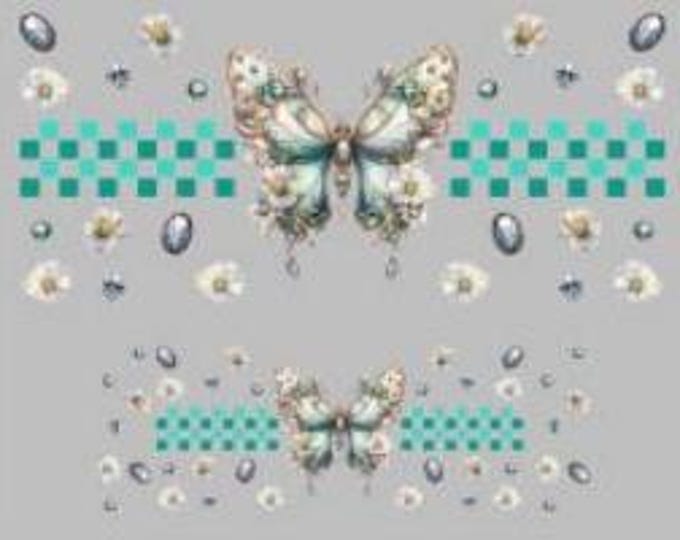 Mint Butterfly Wrap UV DFT Sticker Print for Mini Tumbler Keychain ...