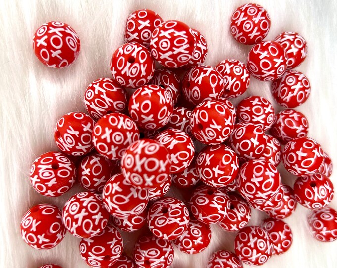 5 Pack Red XOXO Valentine 15mm Pattern/printed Beads Beaded Pen, Beaded ...
