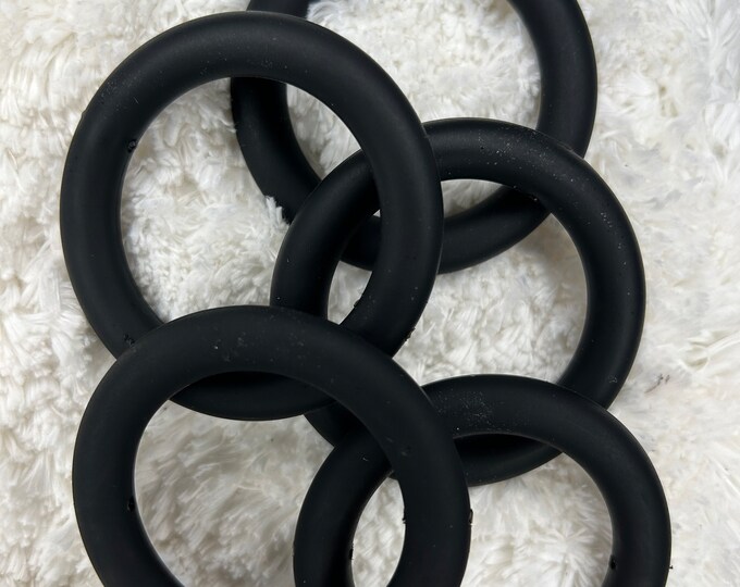 Black 65mm Silicone Ring, Beadable O Rings, Round Silicone Loop With 2 ...
