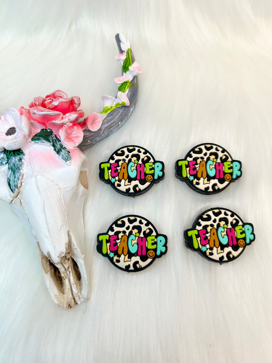 Teacher Leopard Print Focal Bead, Beaded Pen, Beaded Bracelet, Beaded ...