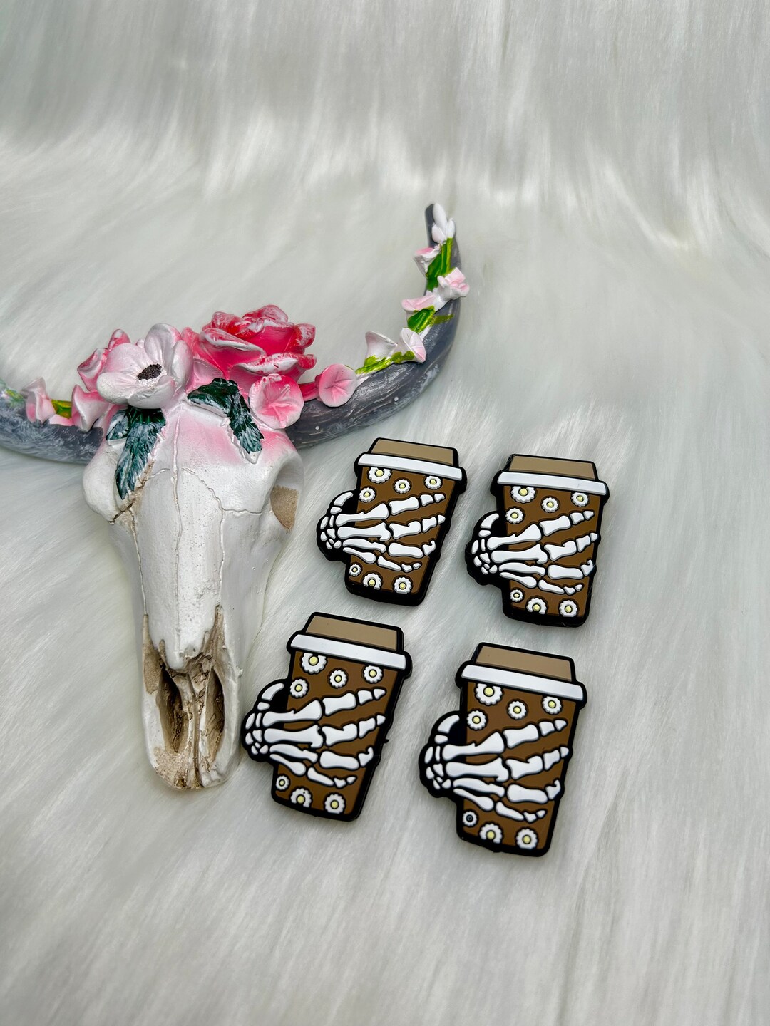 2 Pk Skeleton Hand Coffee Cup Focal Bead *caffeine Junkie * Loose ...