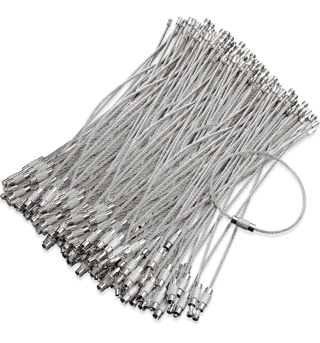 QTY 10 Stainless Steel Wire Keyrings Cable Rope Key Holder Cable Wire ...