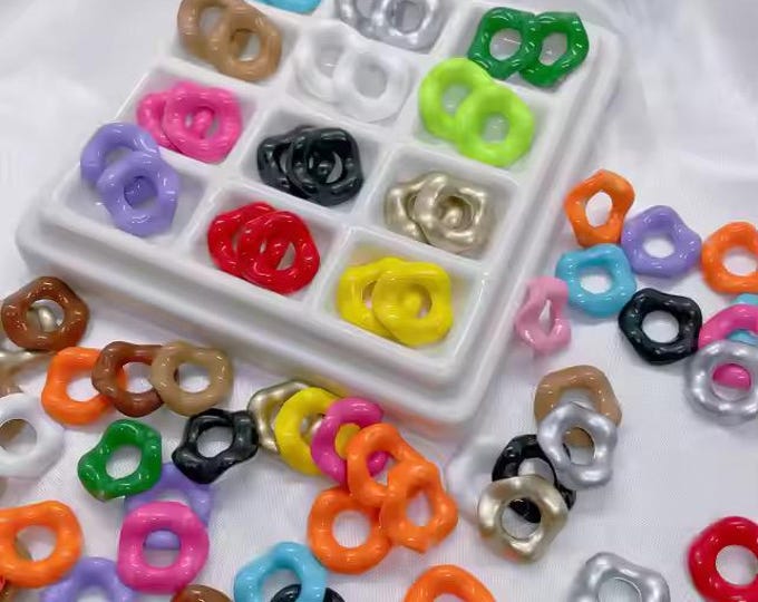 10 Pack Mixed Bright Tone Colors Large Hole - Wavy 16mm Spacers ...