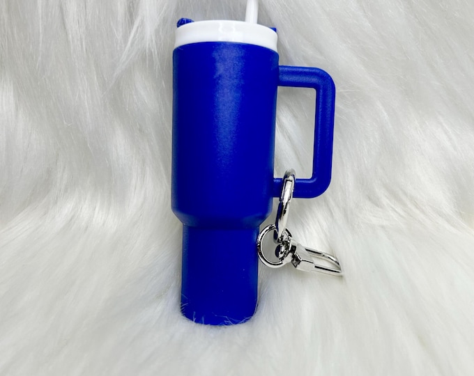 Royal Blue Stanley Themed Mini Tumbler Keychain | Chapstick Holder ...