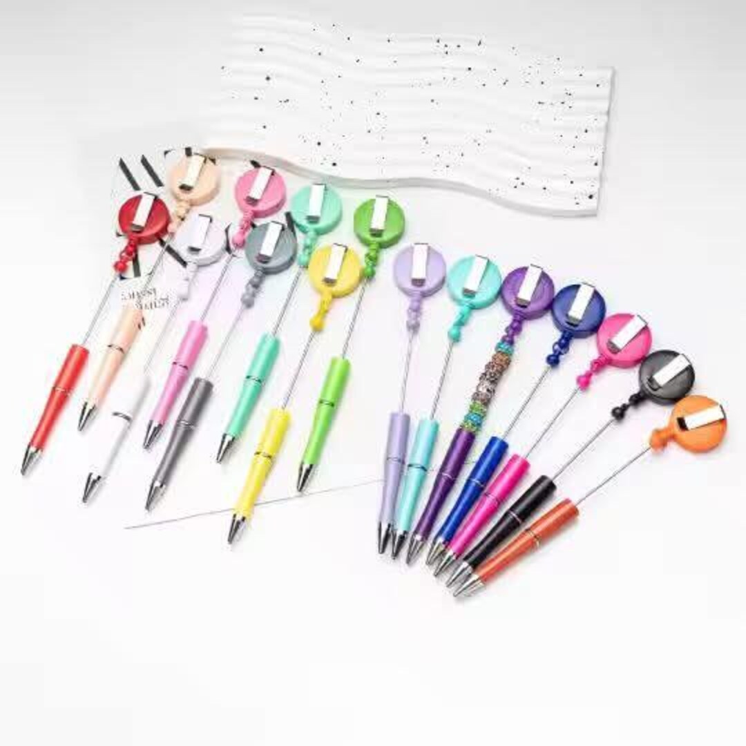 Qty 1 Beadable Pen With Retractable Belt Clip Bubblegum Beads, Bead ...