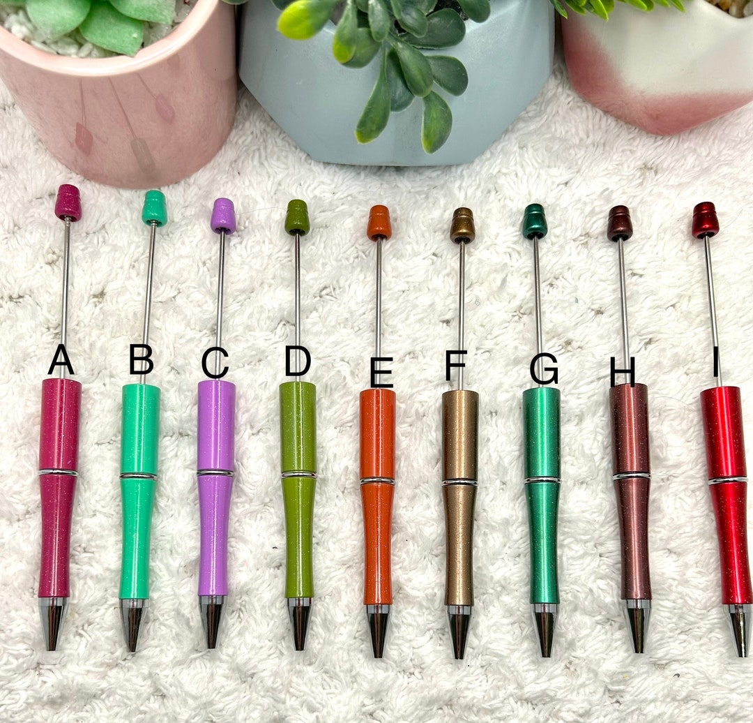 Glitter Sparkle Beadable Pens, DIY Plastic Blank Bead Pens (10 Colors ...