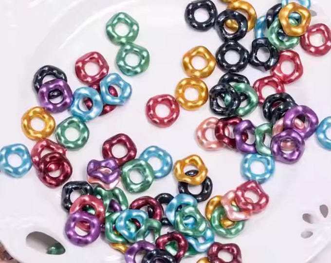 10 Pack Mixed Darker Tone Colors Large Hole - Wavy 16mm Spacers ...