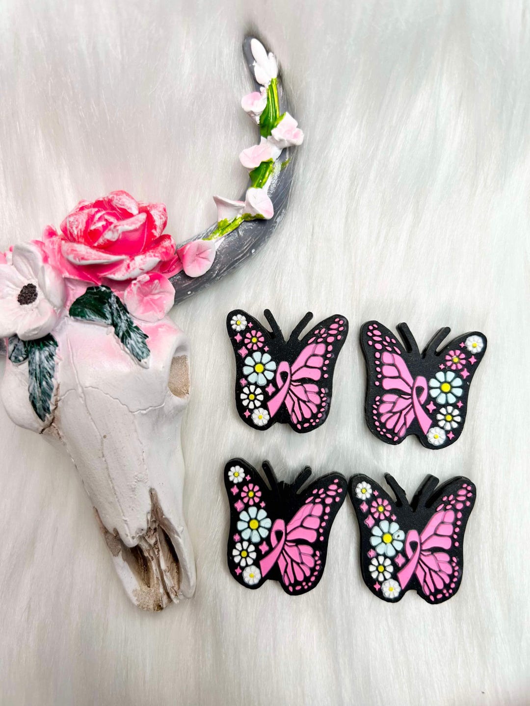 Butterfly Breast Cancer Awareness Focal Bead, Beaded Pen, Beaded ...