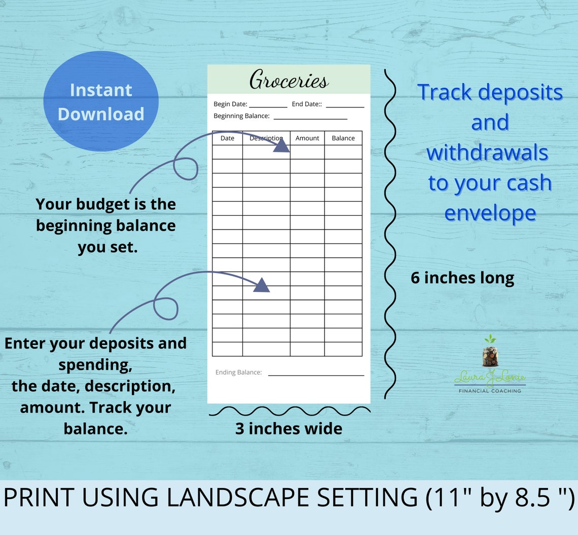 72 Cash Envelope Inserts Cash Envelope Tracker Cash Tracker - Etsy