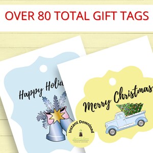 Merry Christmas Gift Tags Printable, Happy Holidays Printable Gift Tags ...