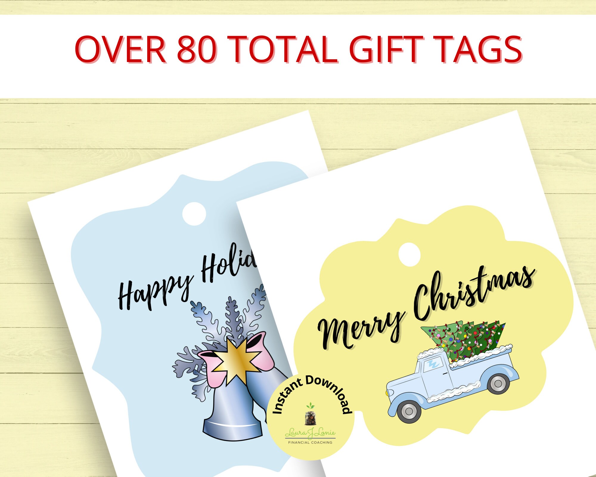 Merry Christmas Gift Tags Printable, Happy Holidays Printable Gift Tags ...