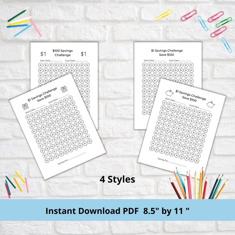 1 Dollar Money Savings Bundle Printable 1 Dollar Saving - Etsy